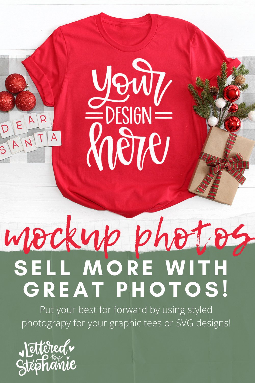 Red Christmas Shirt Mock-up, Holiday shirt mockup