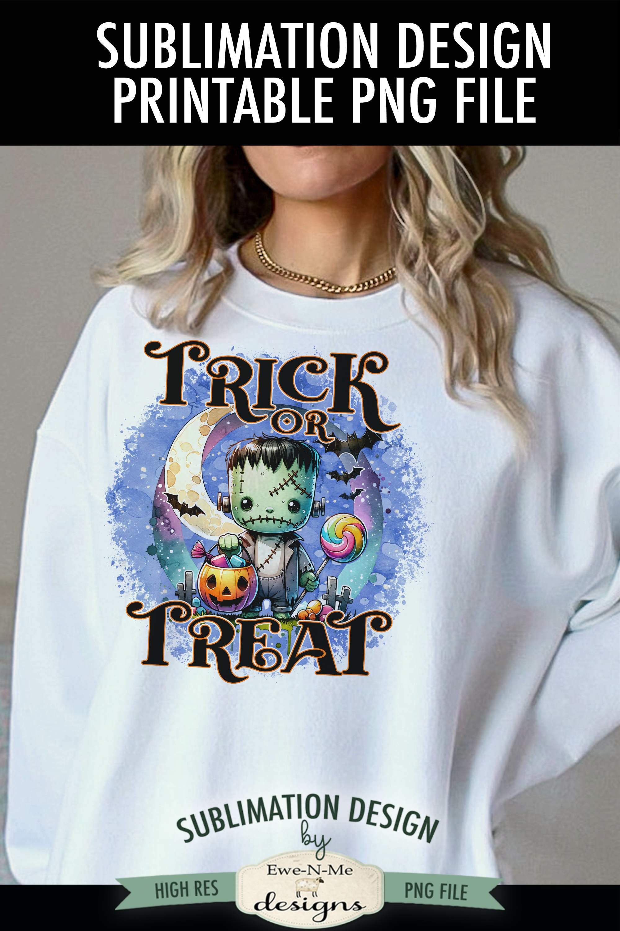 Cute Frankenstein Trick or Treat PNG Design
