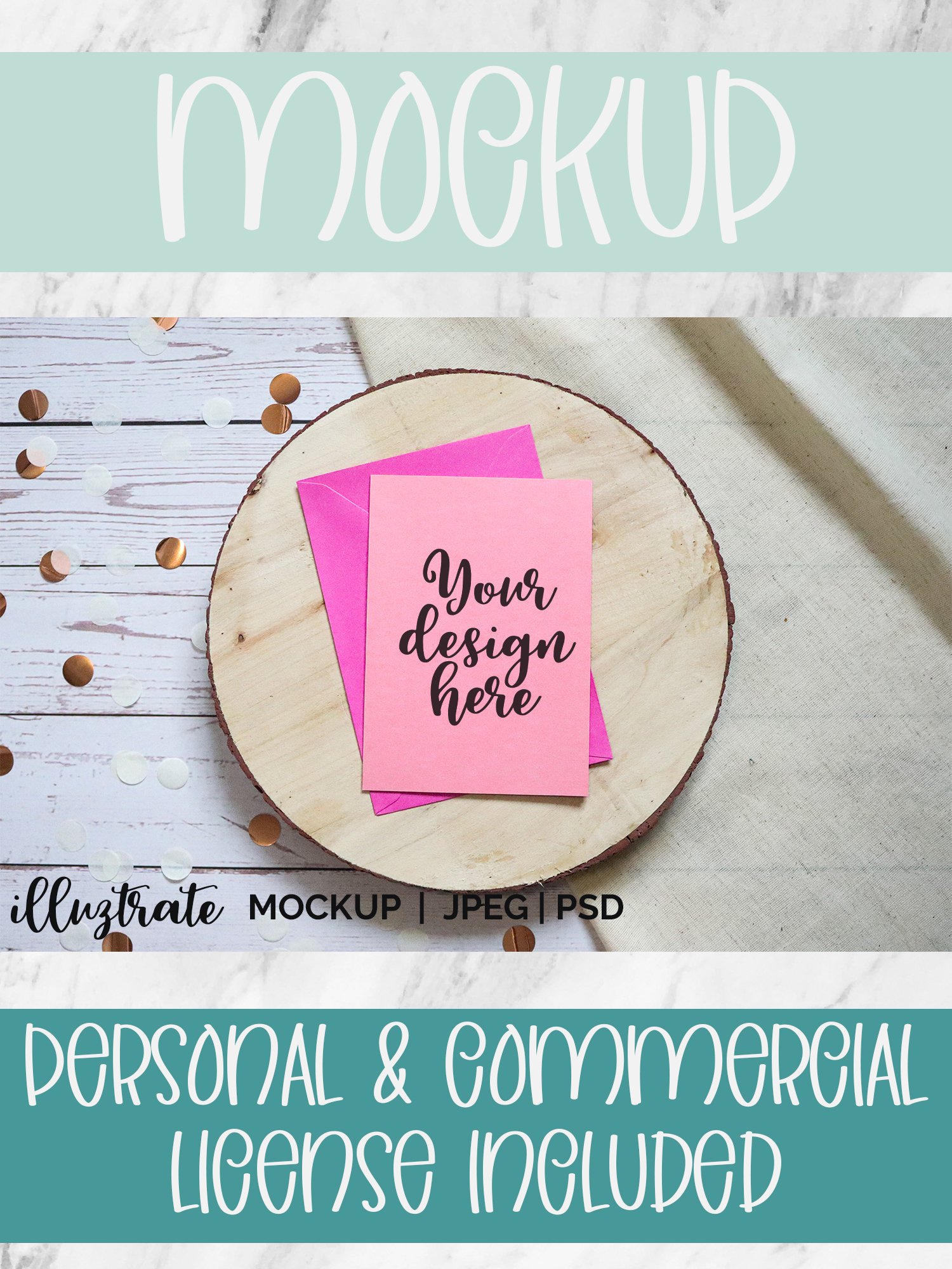 Pink Card Mockup - Styled Stock Photography - Mockup Design