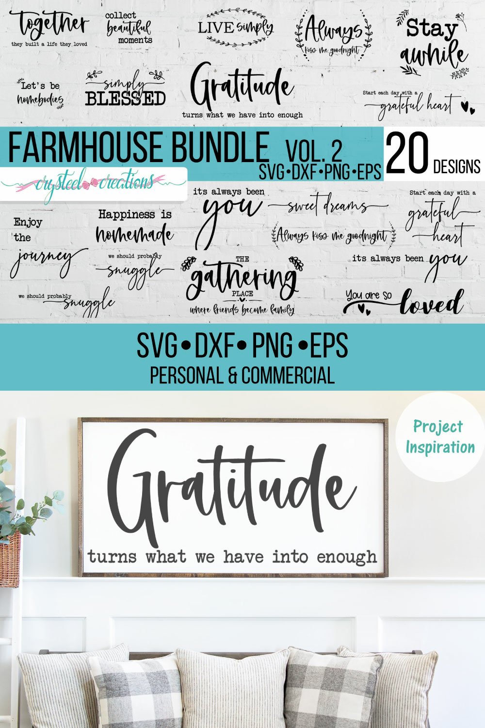 Farmhouse Bundle Vol 2. SVG, DXF, PNG, EPS 20 designs