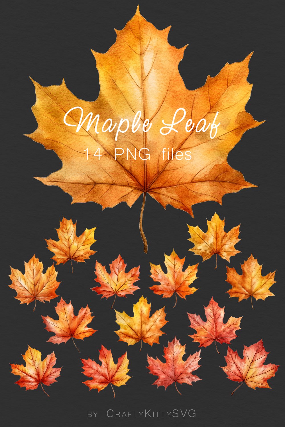 Autumn Fall Maple Leaves PNG clipart, Watercolor (2757334)
