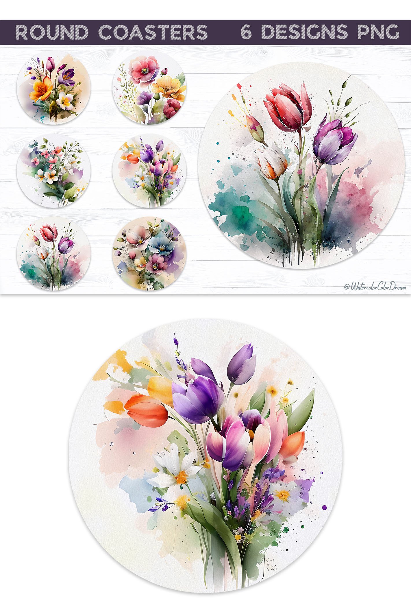Spring Flowers Coaster | Wildflowers Round Coaster