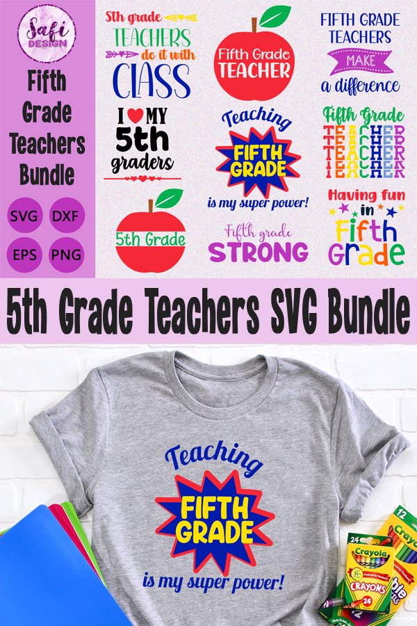 Fifth Grade Teachers Cut File Bundle - SVG DXF EPS