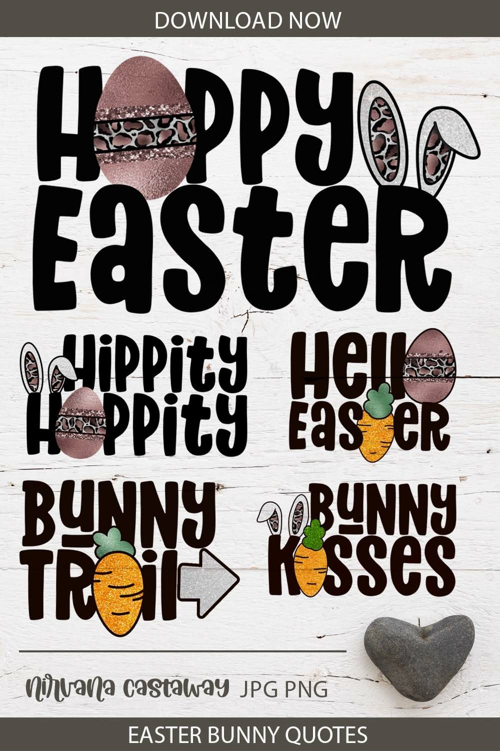 5 Easter Bunny Quotes & Sayings in Leopard Print & Glitter
