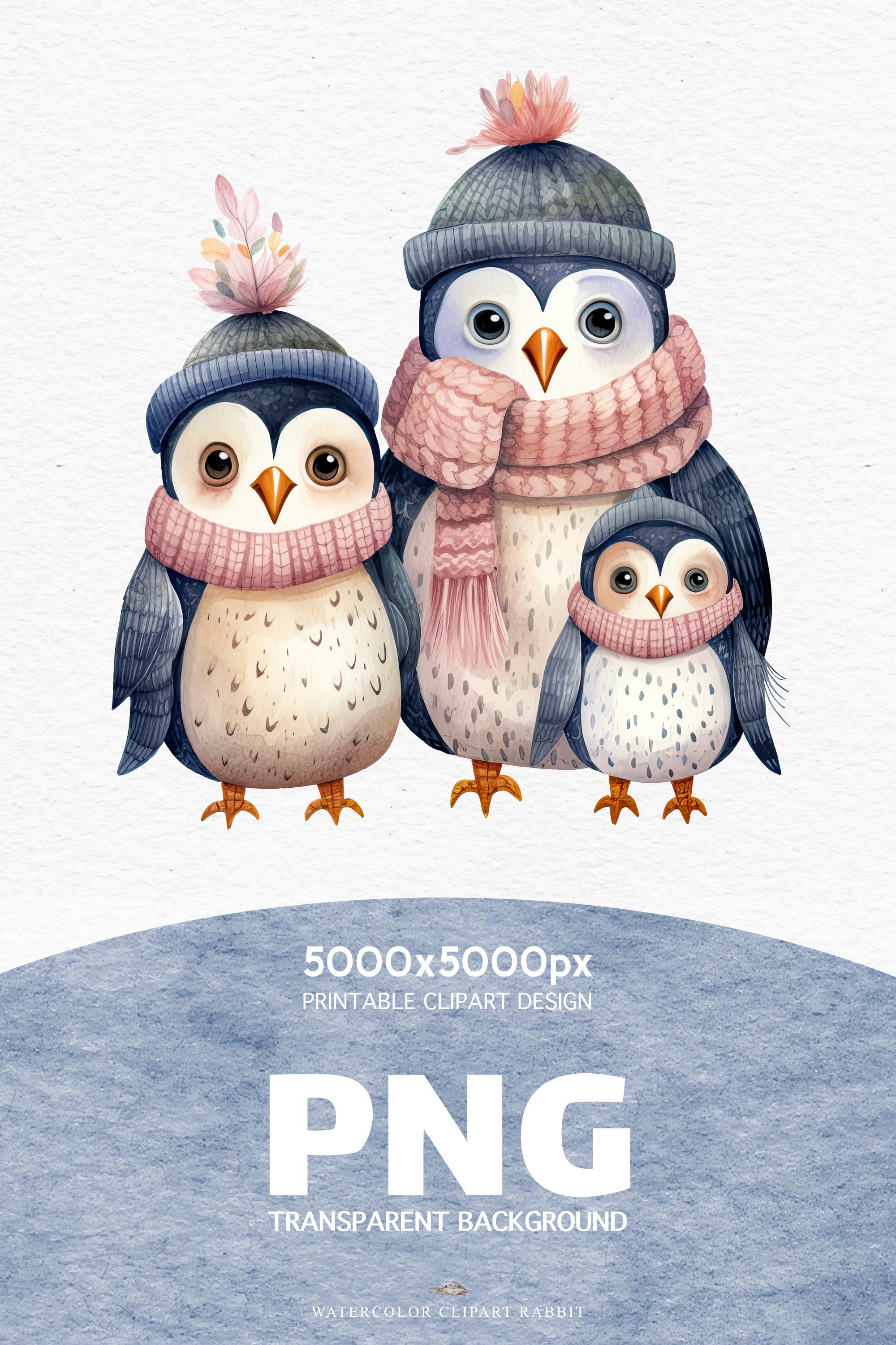 Cute Winter Baby Penguin Crochet Christmas Animals Clipart