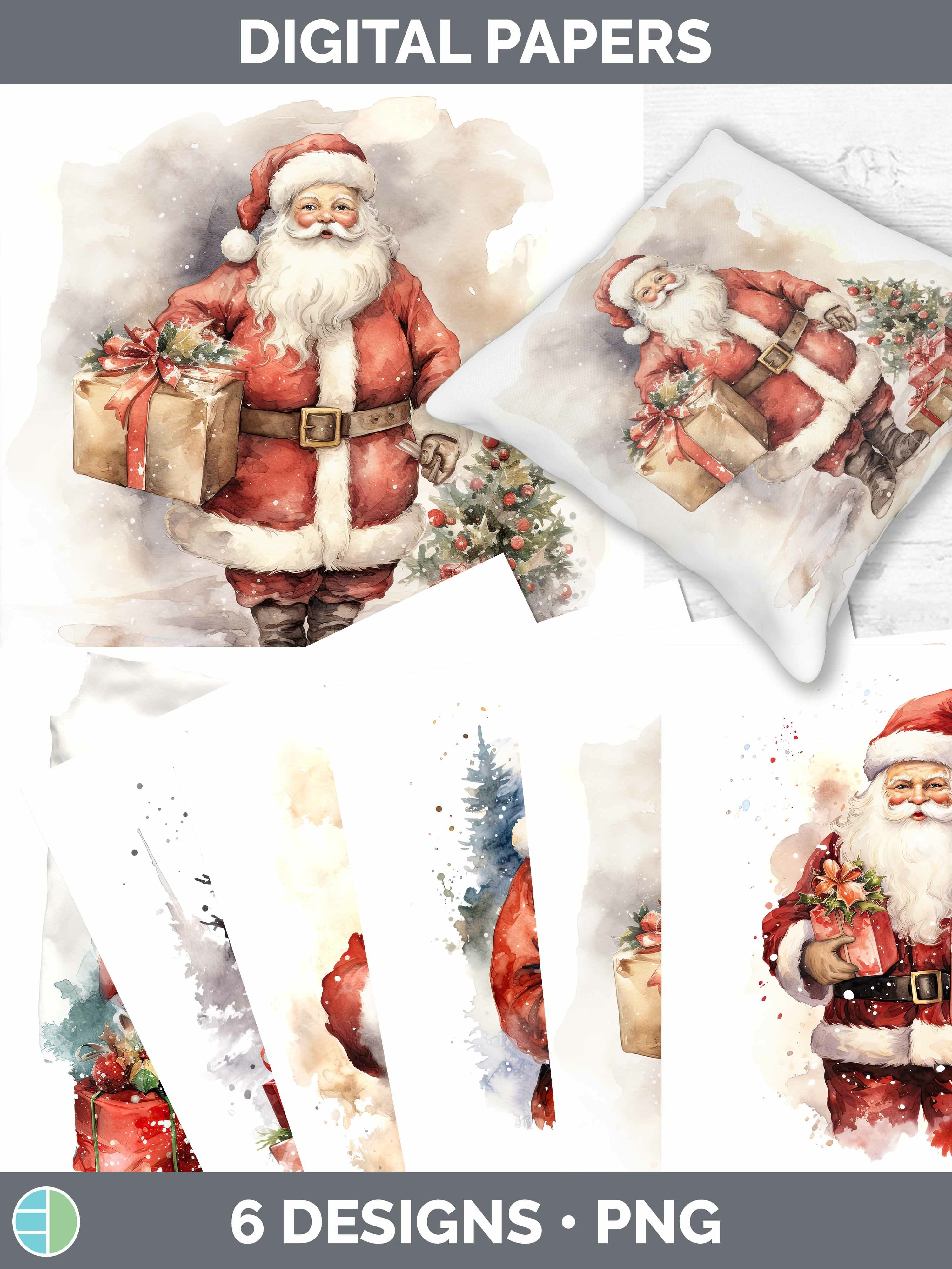 Christmas Santa Paper Backgrounds | Bundle Digital Scrapbook