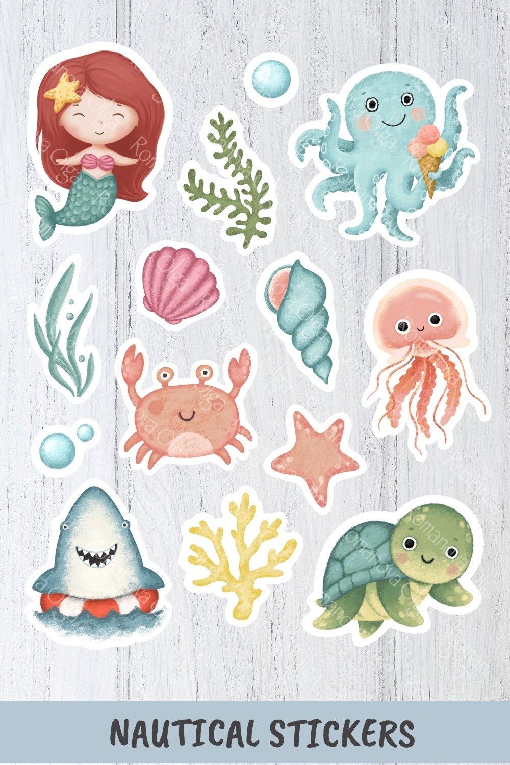 Sea animals Printable Stickers for kids. under the (1444818)