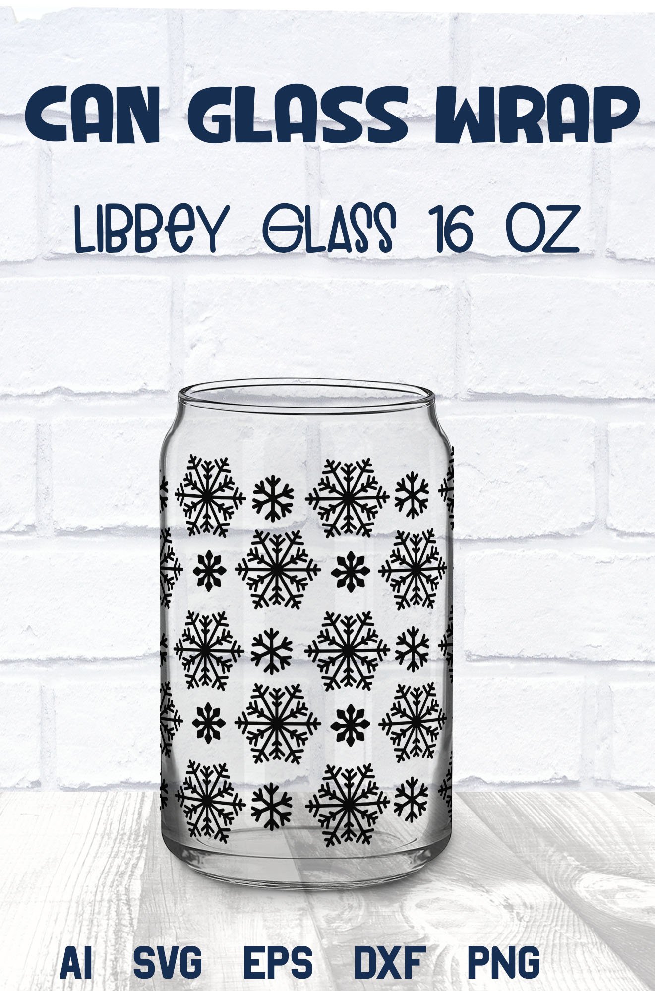 Snowflakes Libbey Glass Wrap SVG | Winter Can Glass Wrap SVG