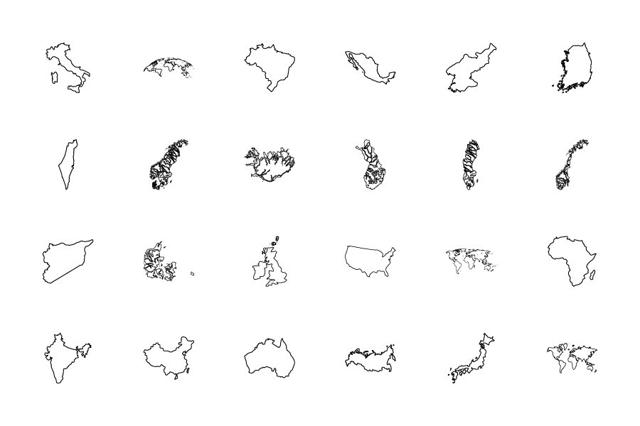 Maps black color set outline style