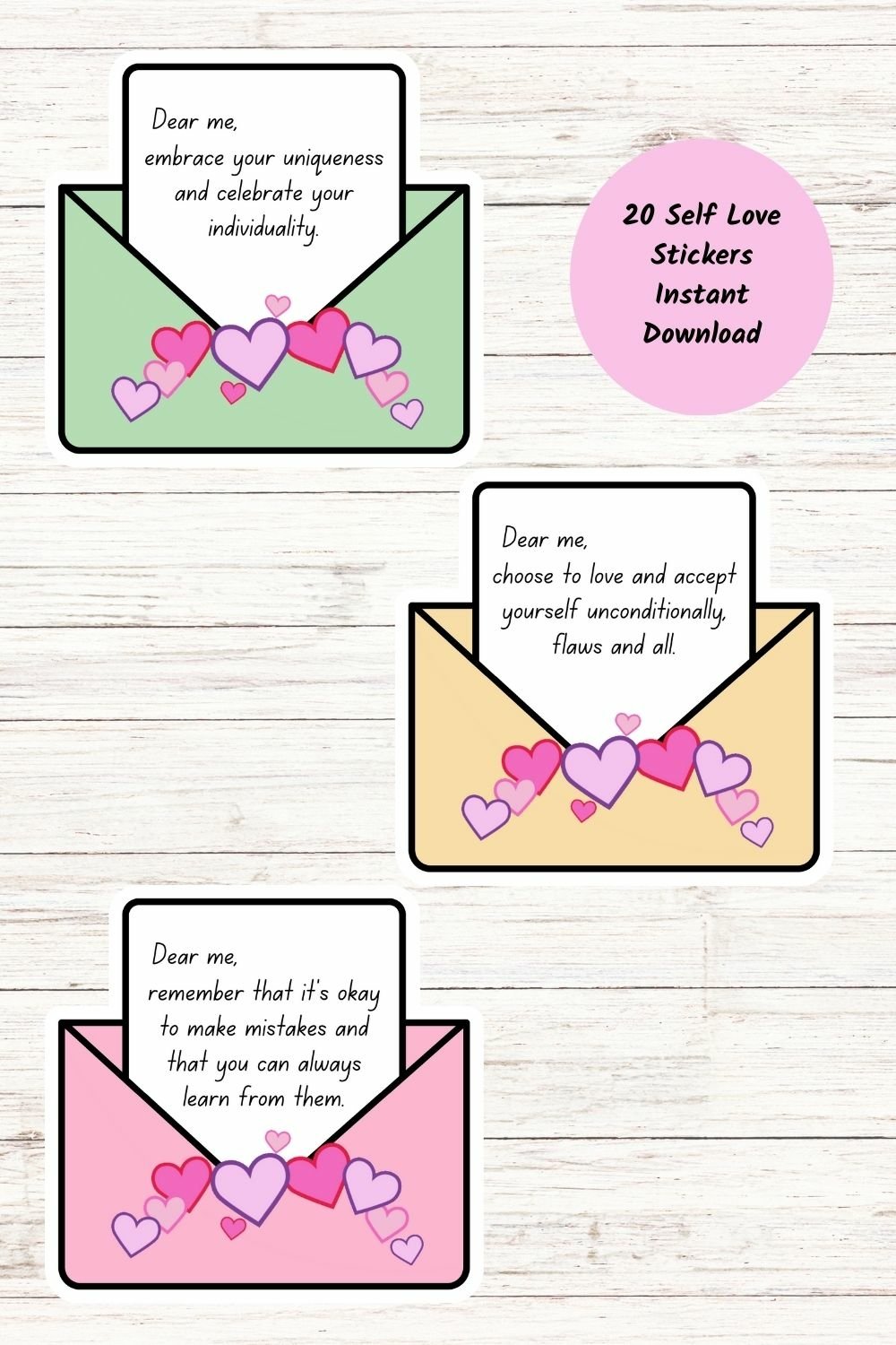 "Note to Self" Daily Reminder Stickers for Self Love