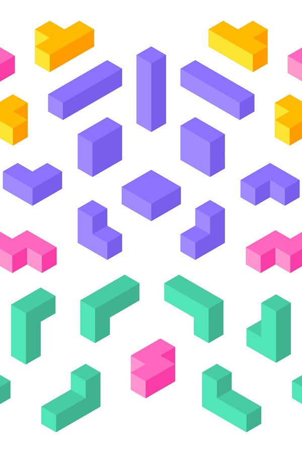 Tetris shapes. Isometric 3D puzzle game elements (1169378)