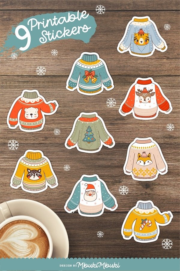 Winter Sweaters / Printable Christmas Stickers