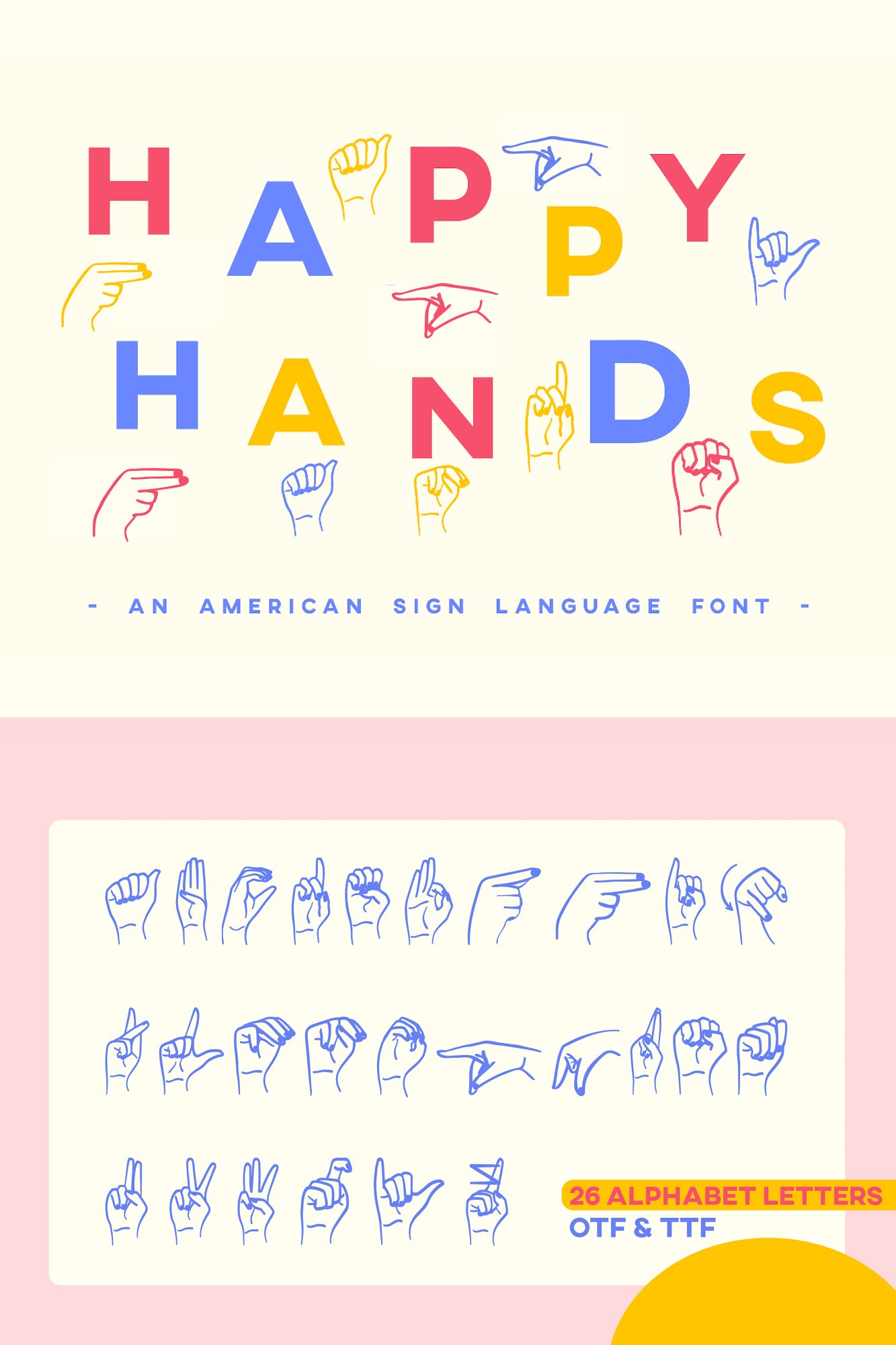 ASL Font American Sign Language Symbols Alphabet (878616)