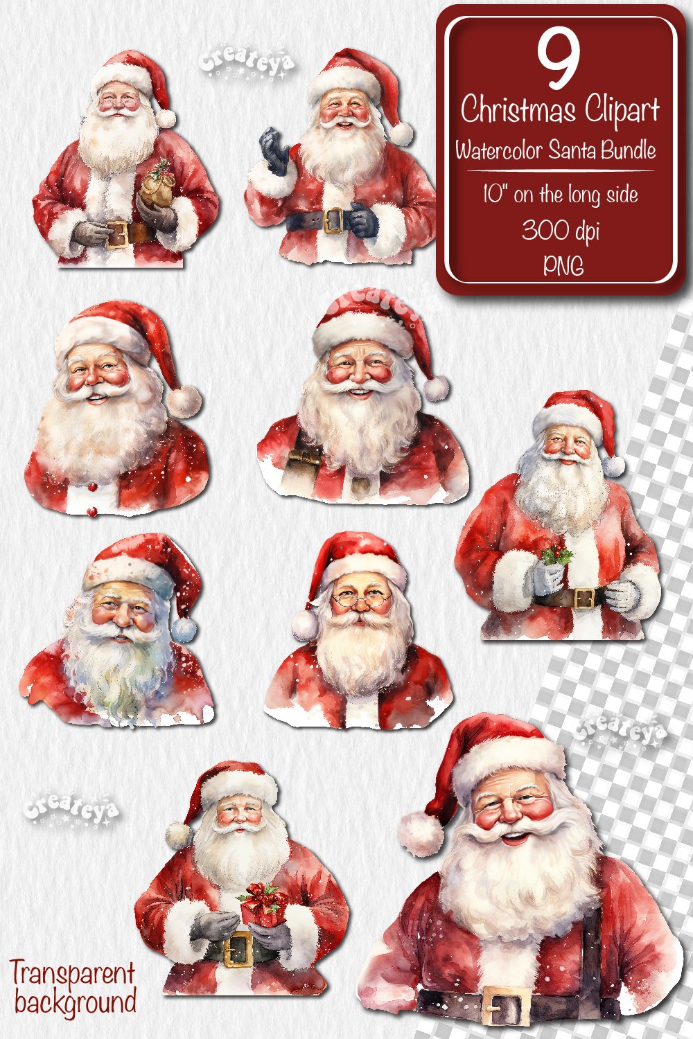 Christmas clipart watercolor Santa Clipart bundle Xmas Santa