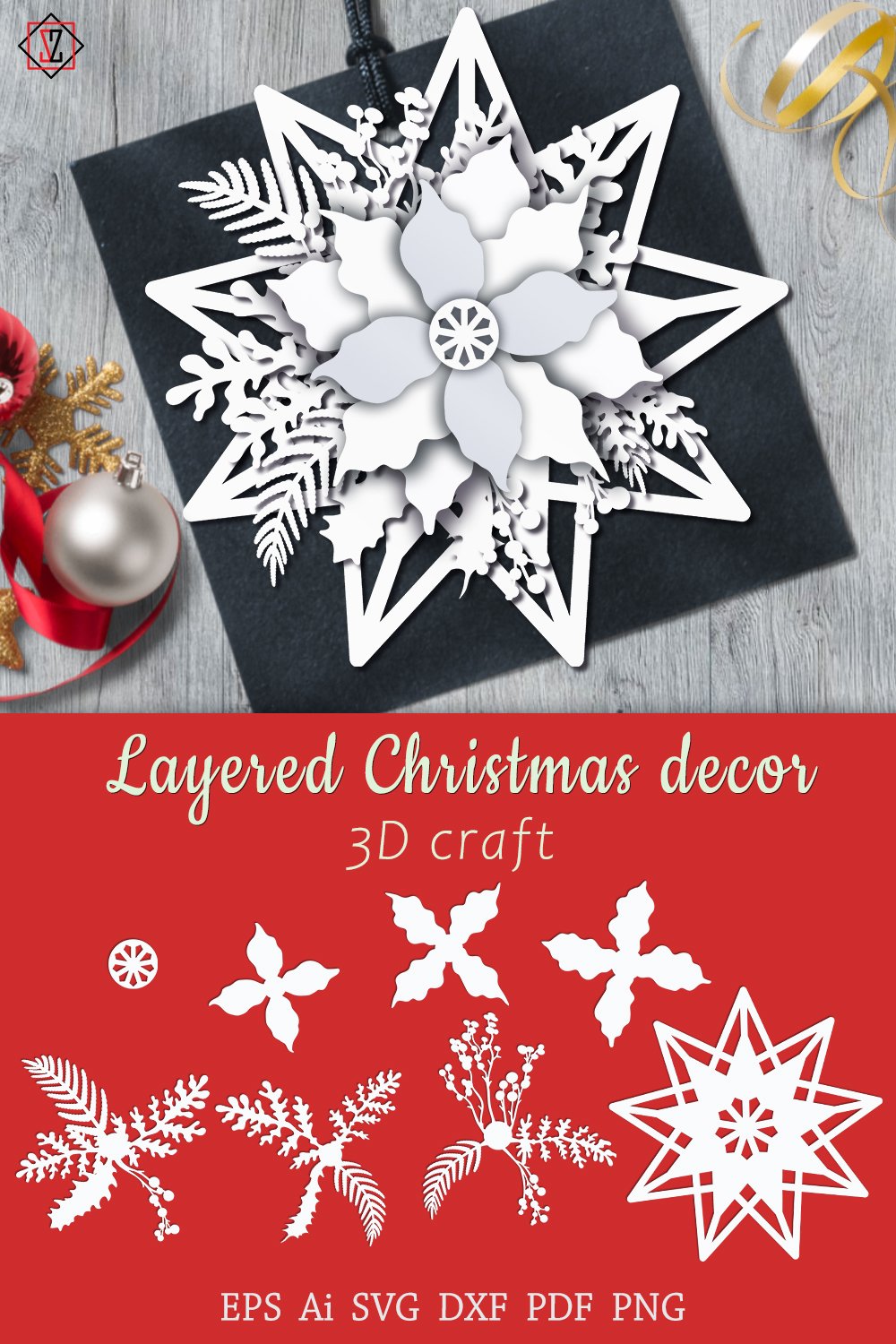 3D Christmas craft Poinsettia