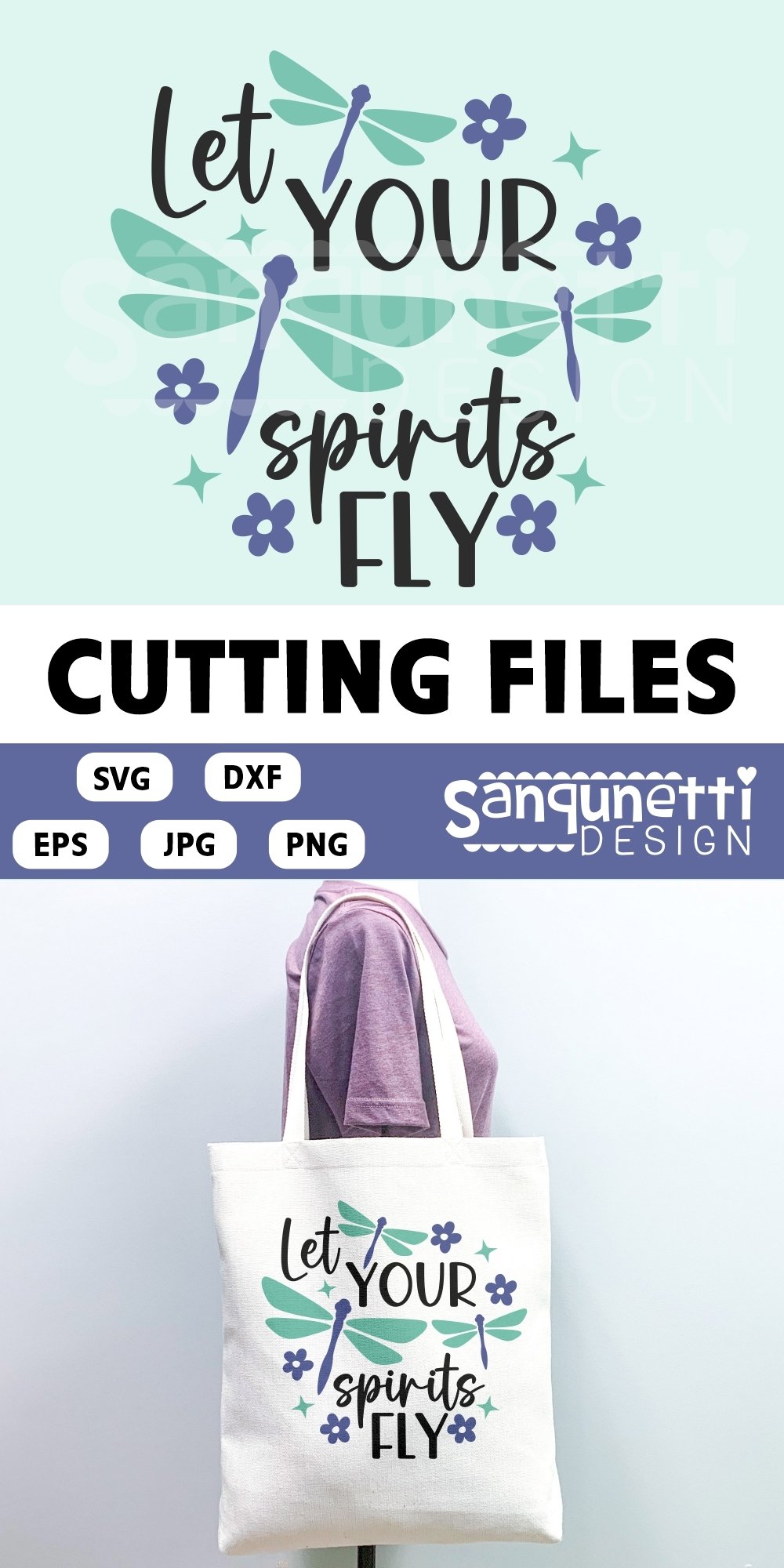 Dragonfly lettering SVG - Let your spirits fly inspirational