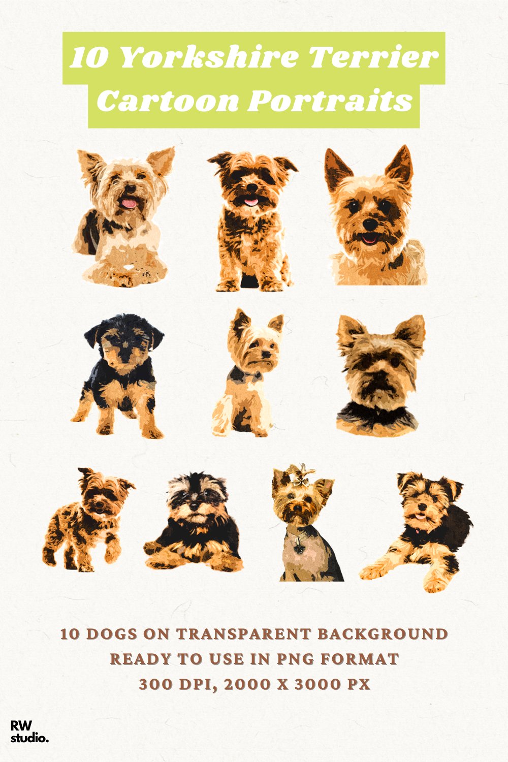 10 Yorkshire Terrier Cartoon Portraits|Dog Breeds Artclips