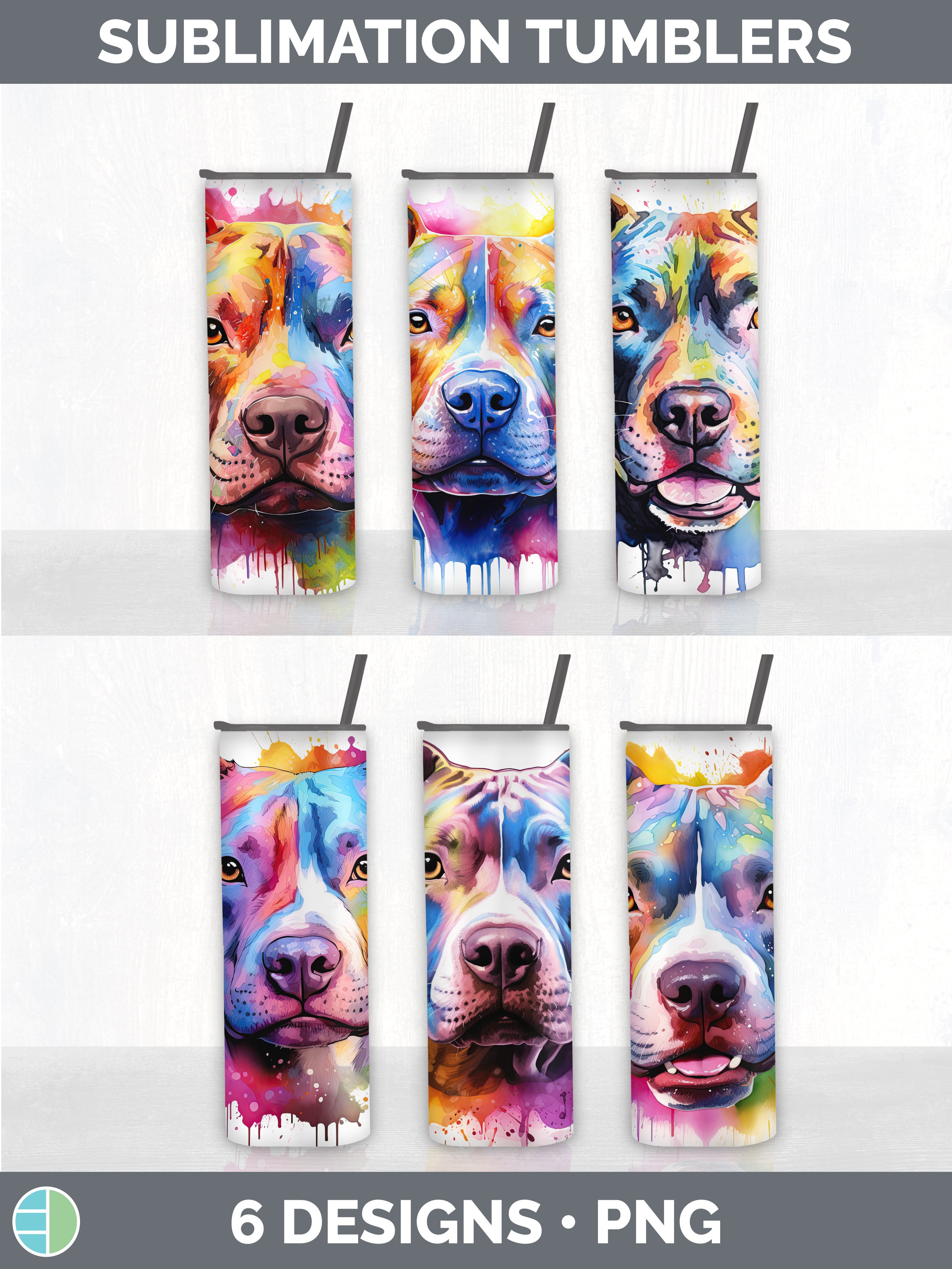 Splat Rainbow Pit Bull Dog Tumbler | Sublimation 20 oz Skinn