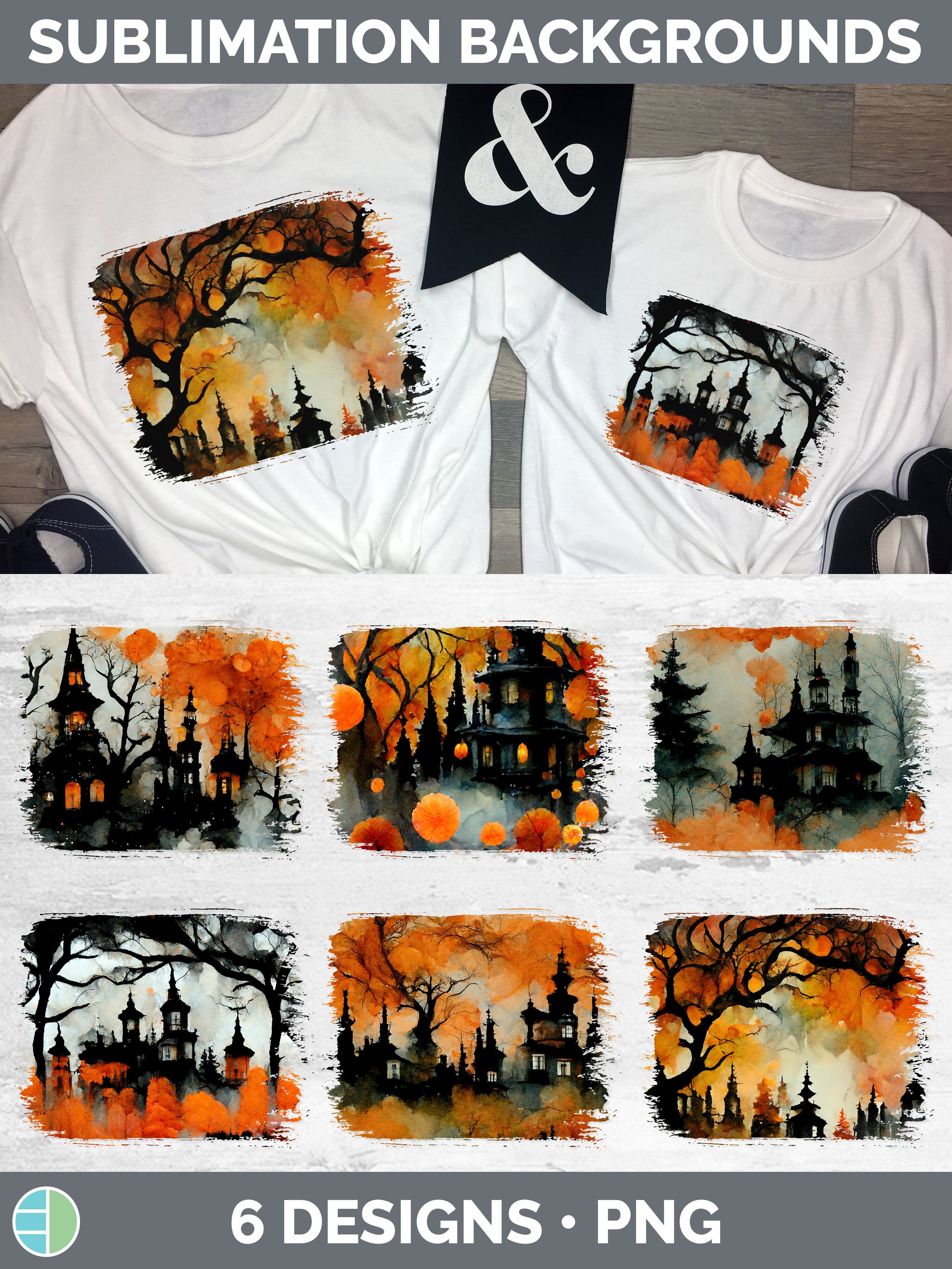Halloween Haunted House Distressed Sublimation Background Pa