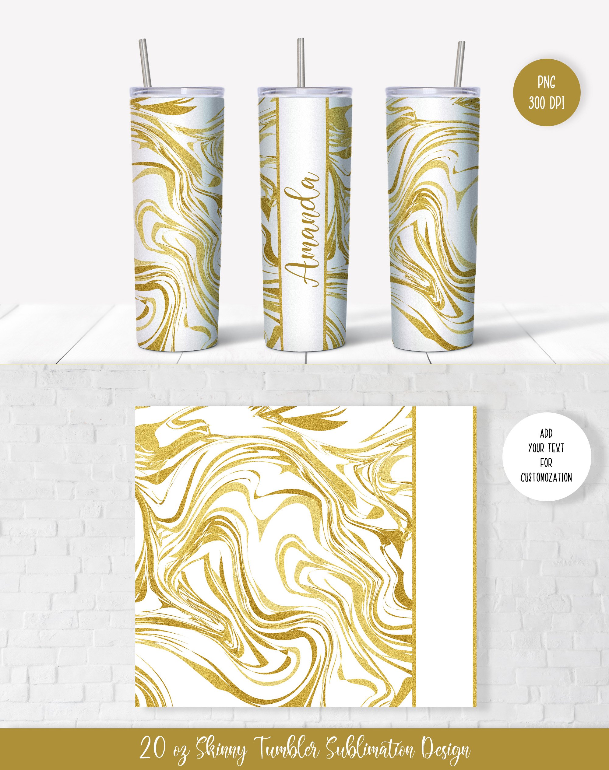 20oz Skinny Tumbler Sublimation Design. Gold (1234048)