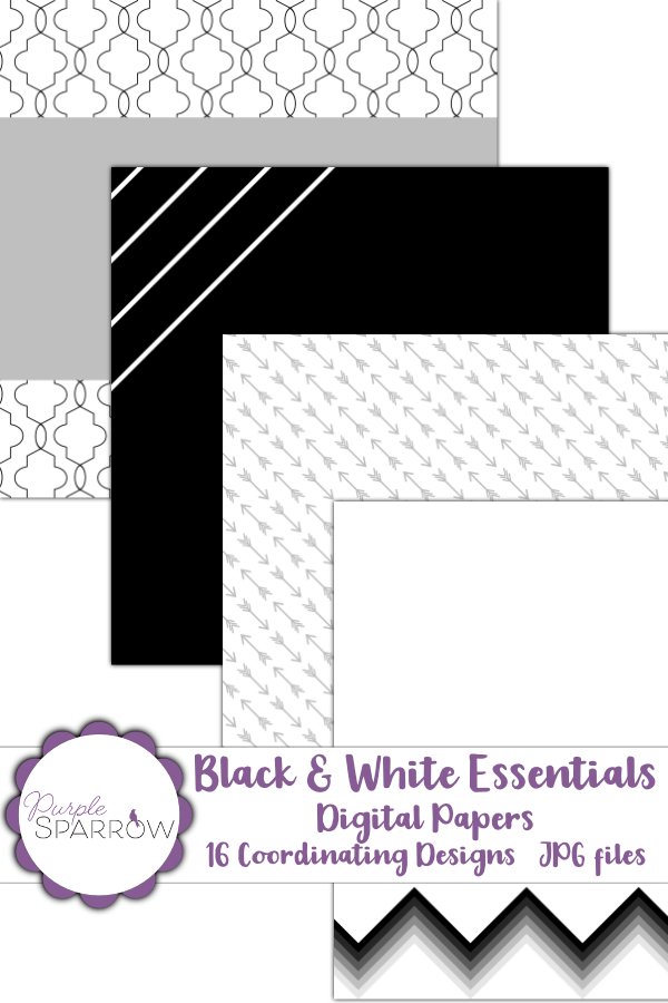 Black and White Essentials Digital Paper Set
