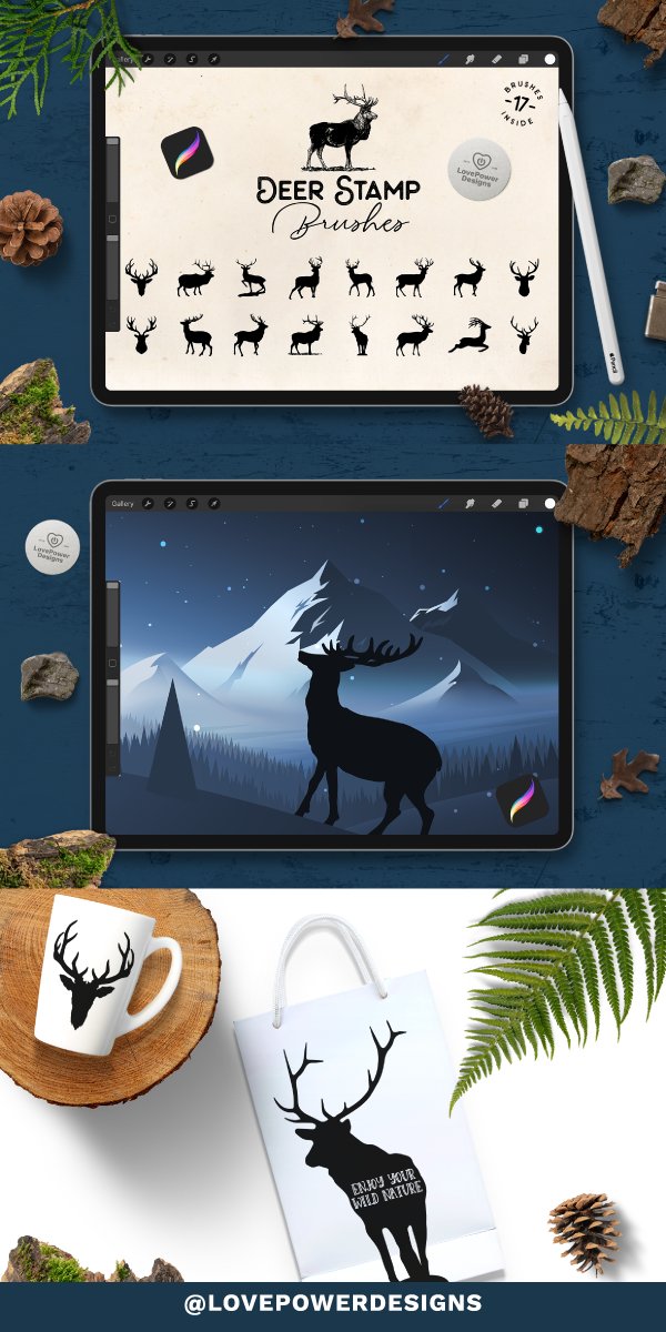 Procreate Brushes | Deer Stamp Brushes for Procreate