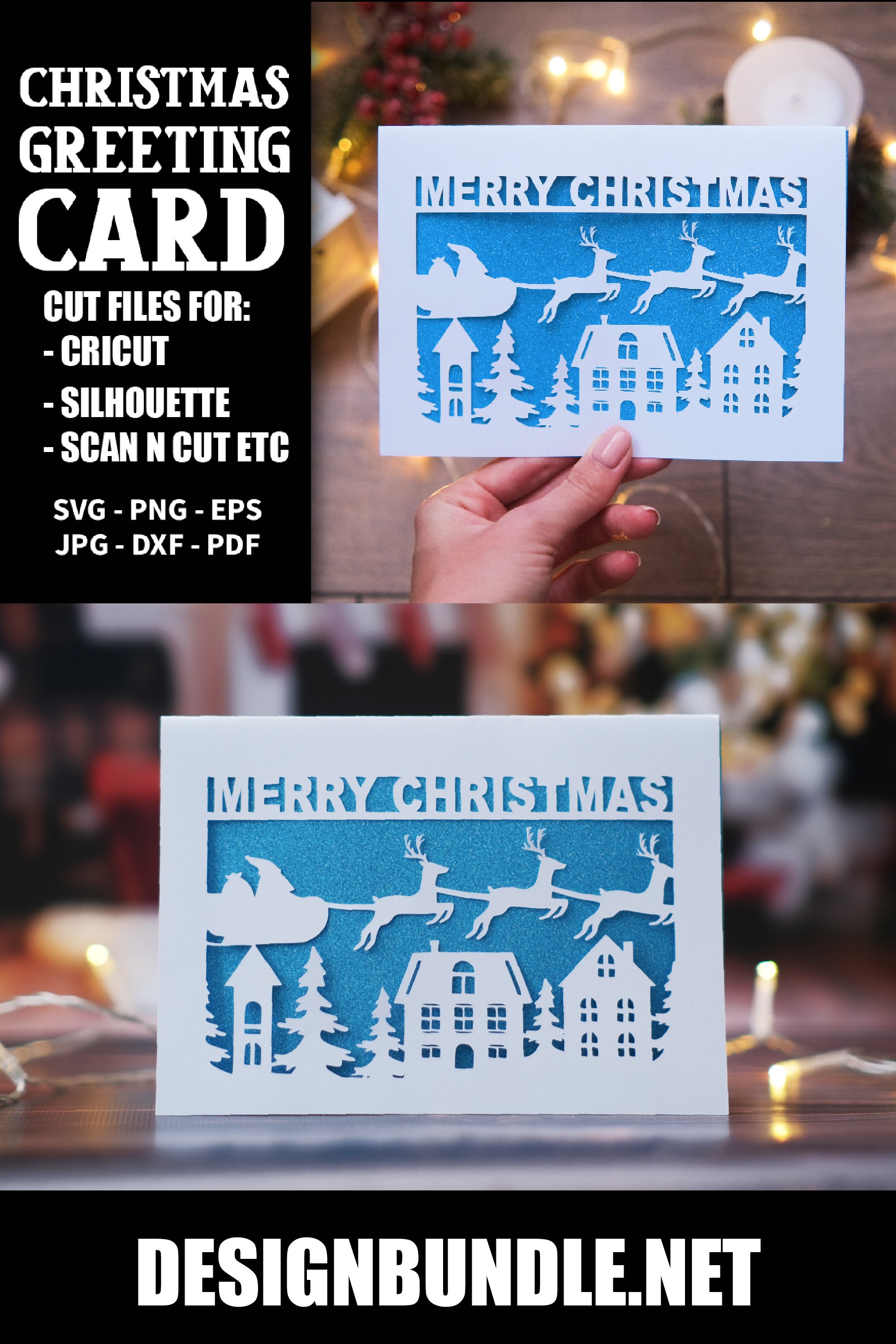 Christmas greeting card SVG template,Merry (1552239)