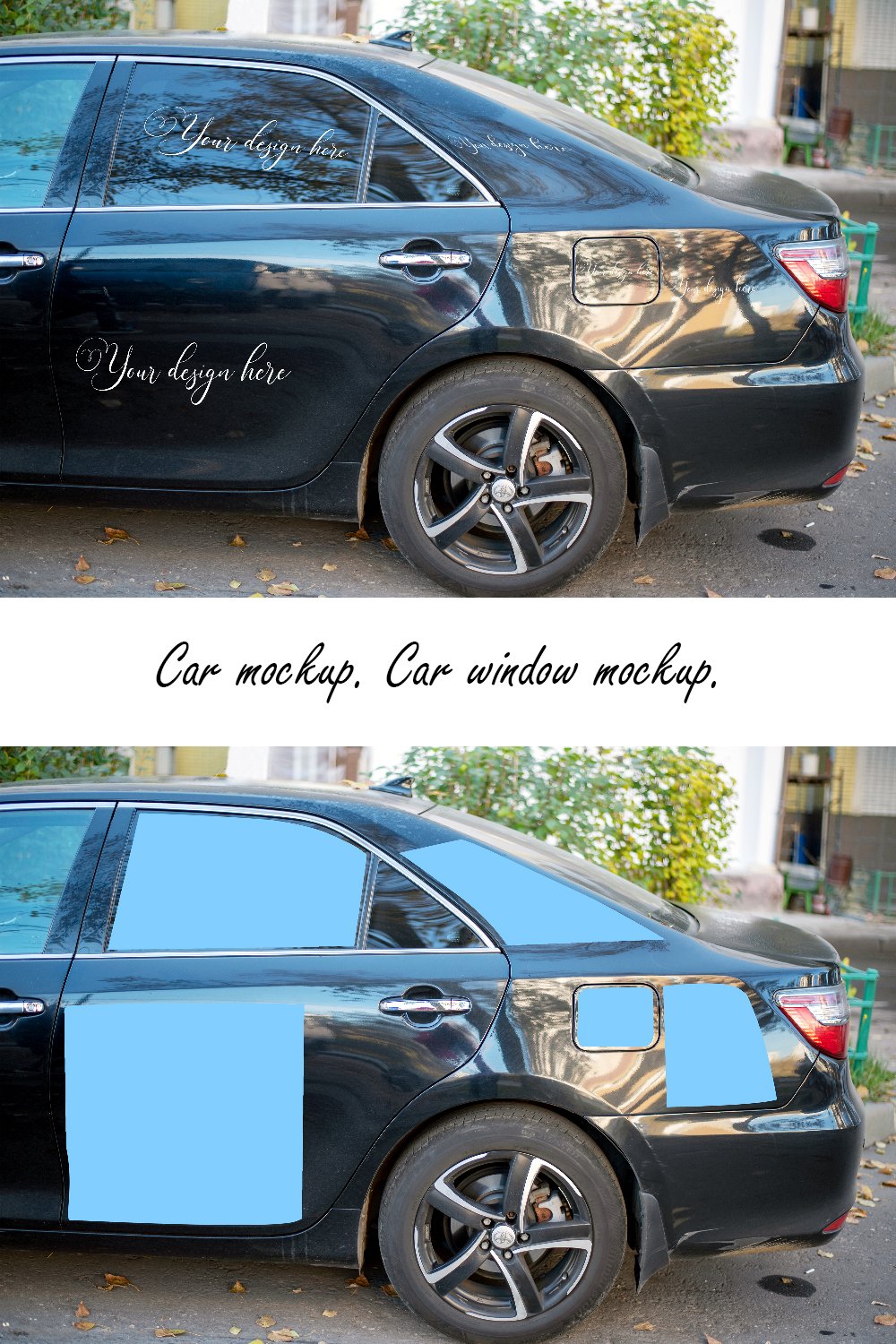 Car mockup. Car window mockup.