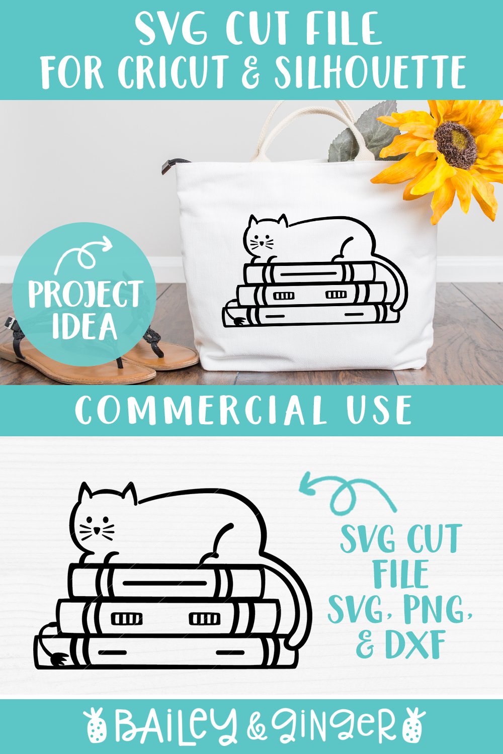 Cat on Stack of Books SVG, Book Lover SVG, Reading SVG