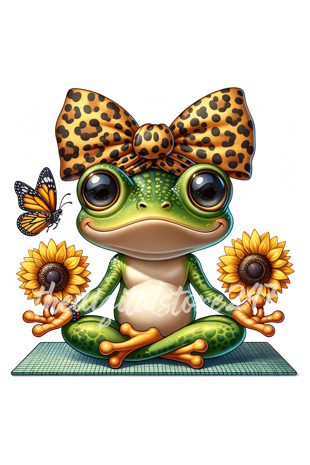 Cute Frog with Sunflowers JPG File (3551427)