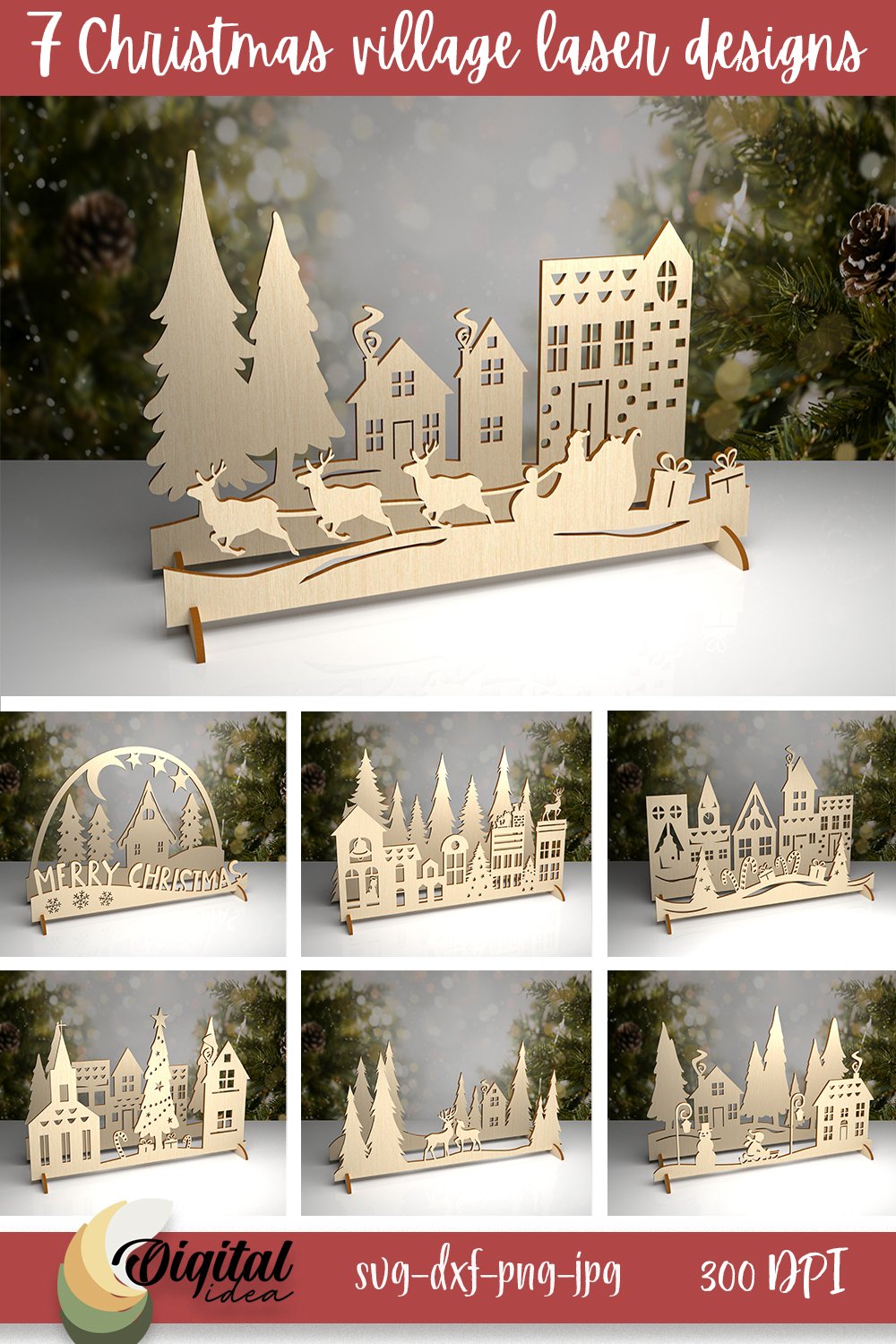 Christmas Village Bundle Laser Cut. 3D Christmas Village