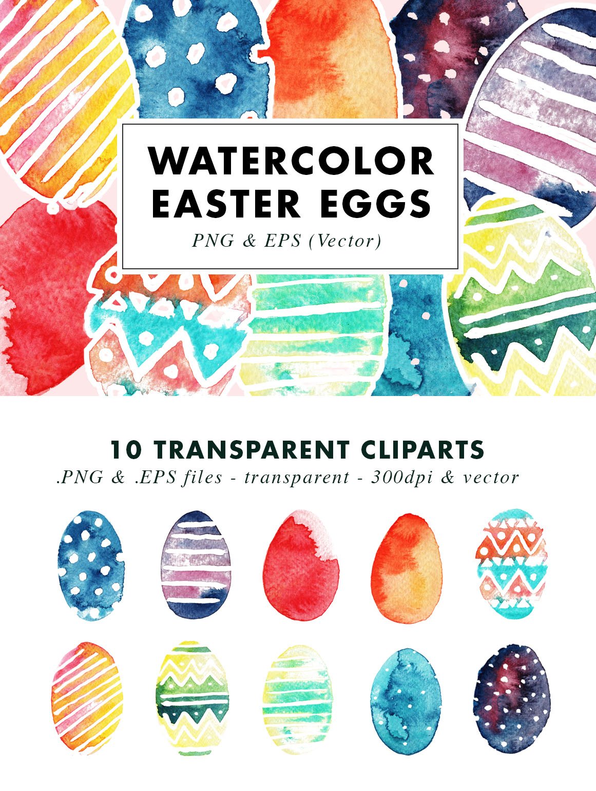 Vector & PNG Easter Eggs Watercolor