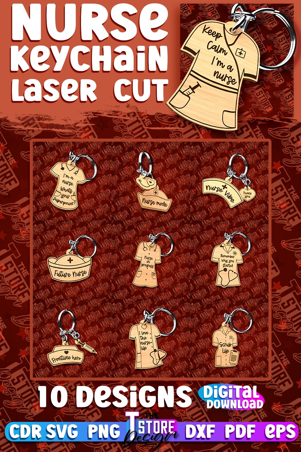 Nurse Scrubs Keychain Laser Cut Design | Nurse (3298907)
