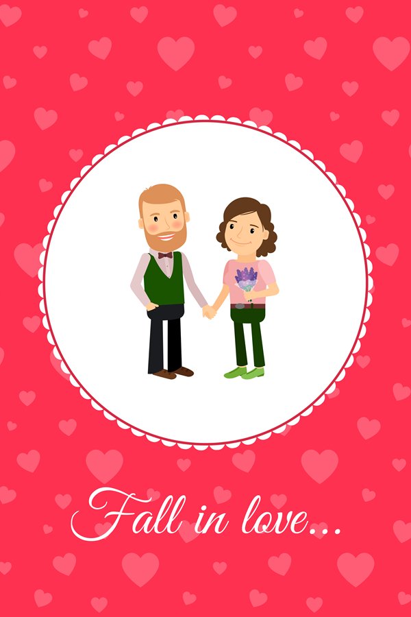 Fall in love couple card template (832361)