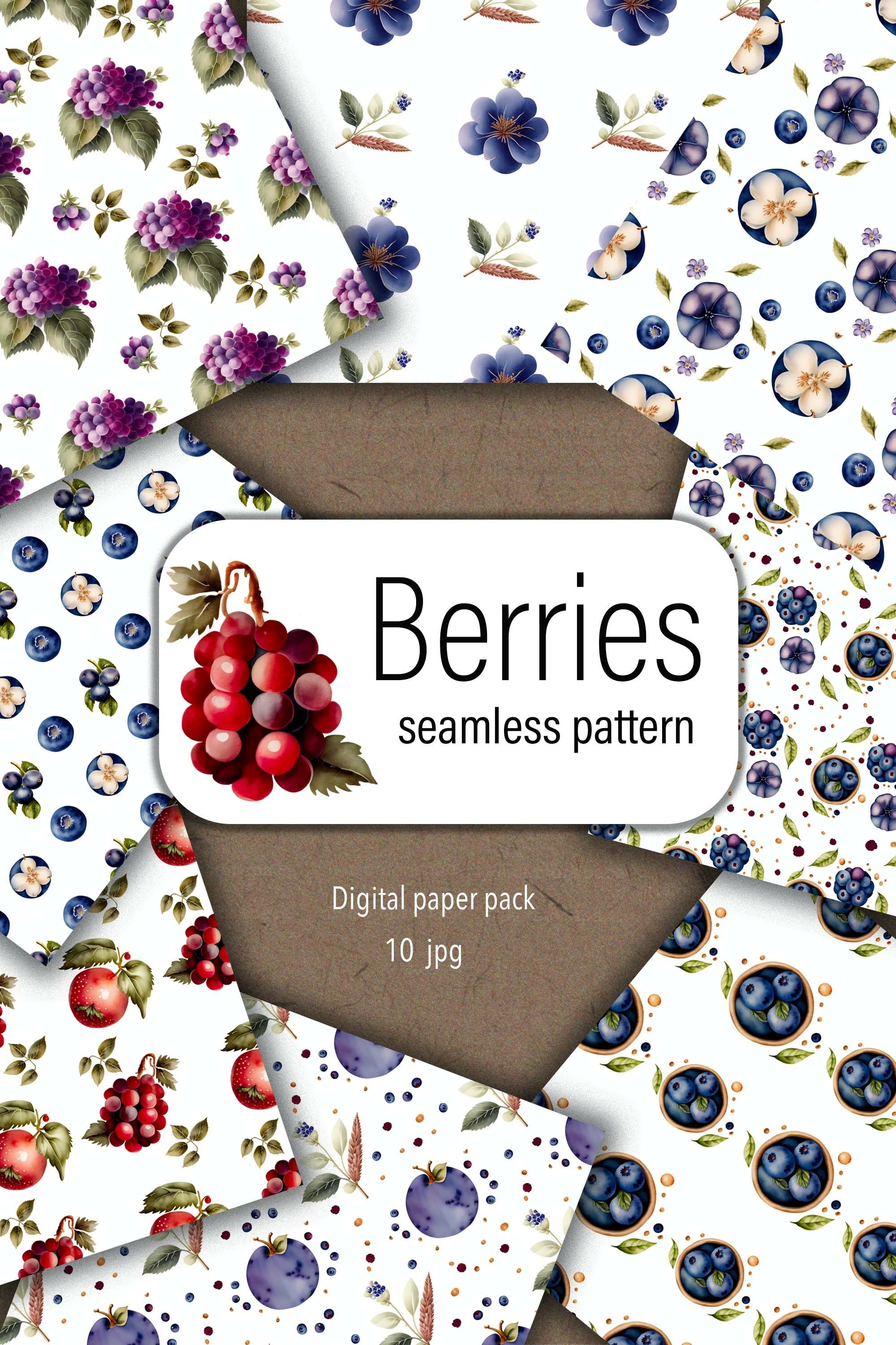Berries seamless pattern, Blueberry Repeating pattern