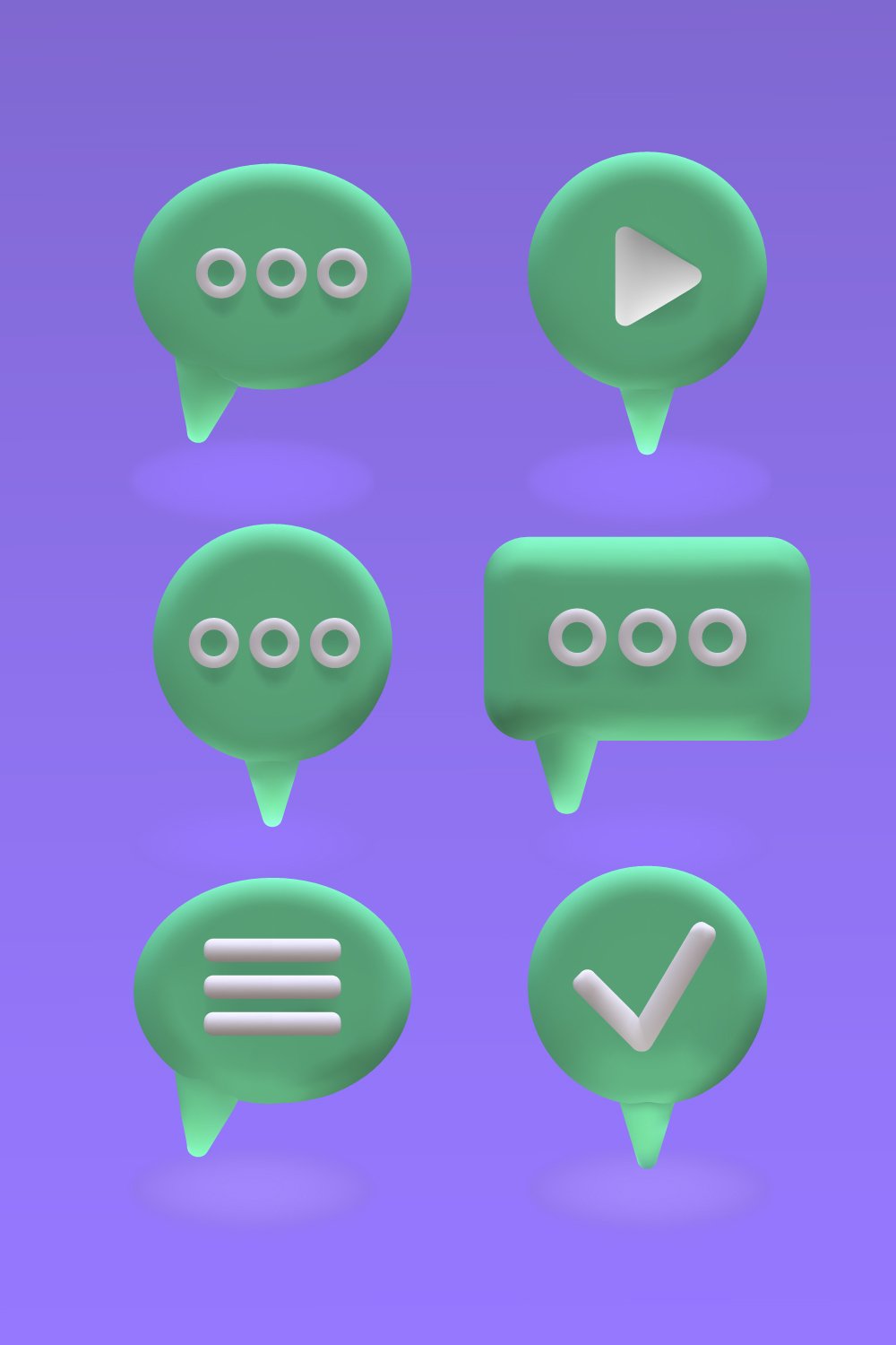 6 3d Render Speech Bubble Icons
