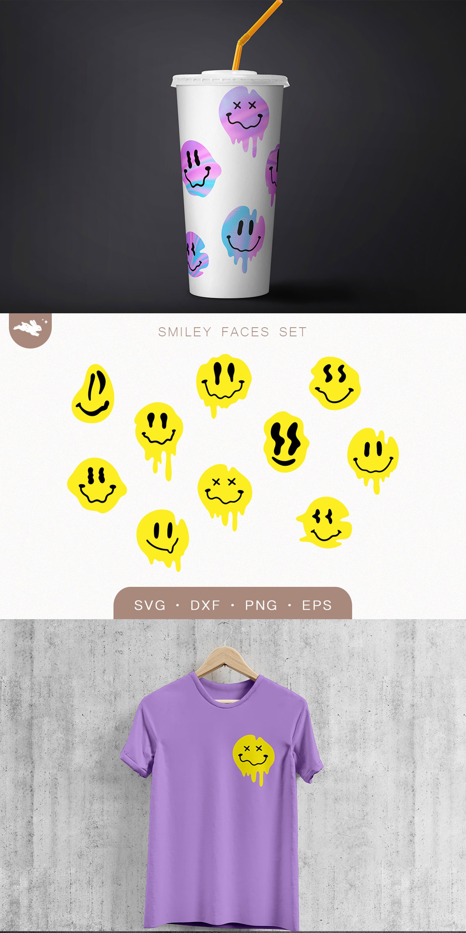 Dripping Smiley Faces SVG Bundle