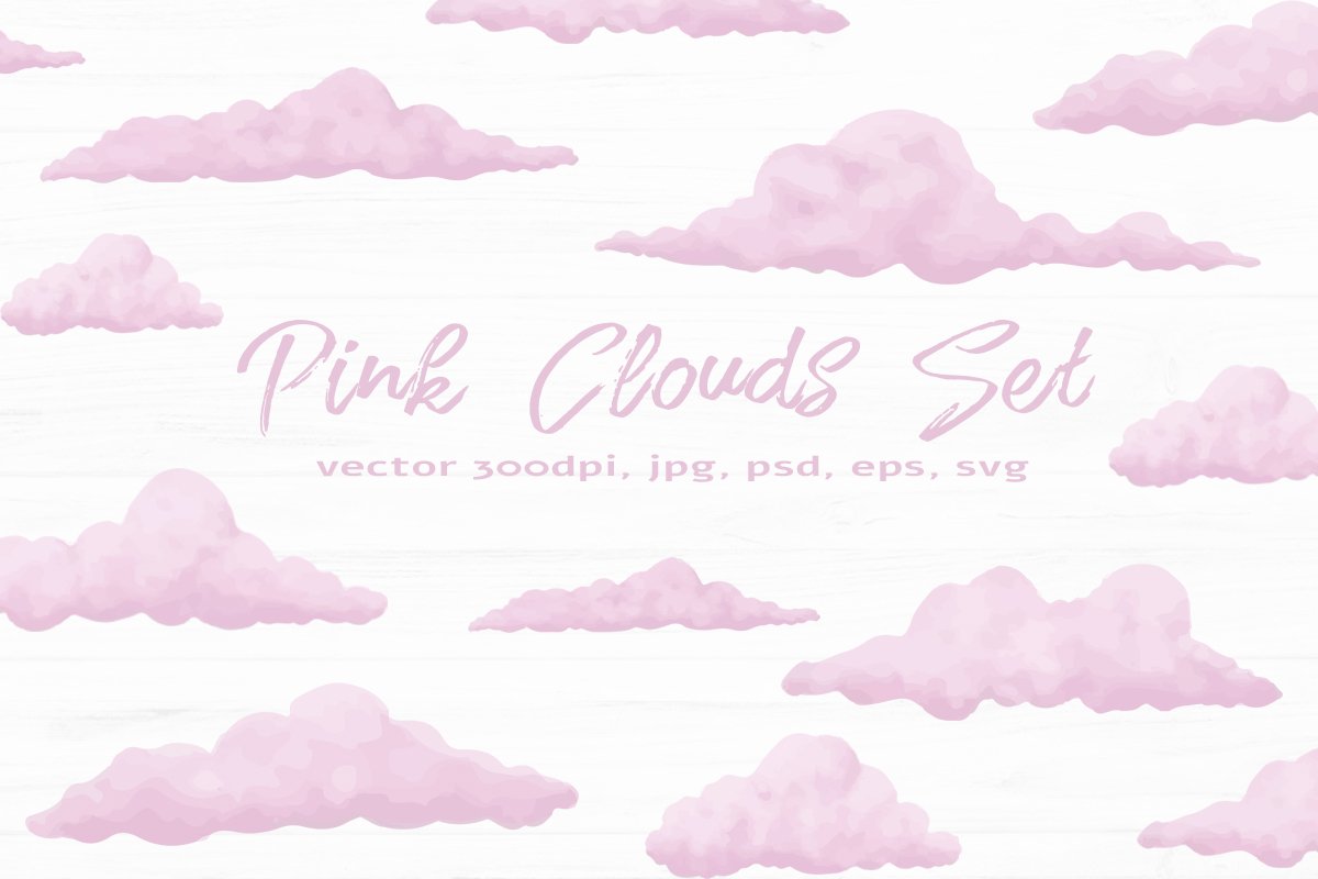 Pink clouds set vector