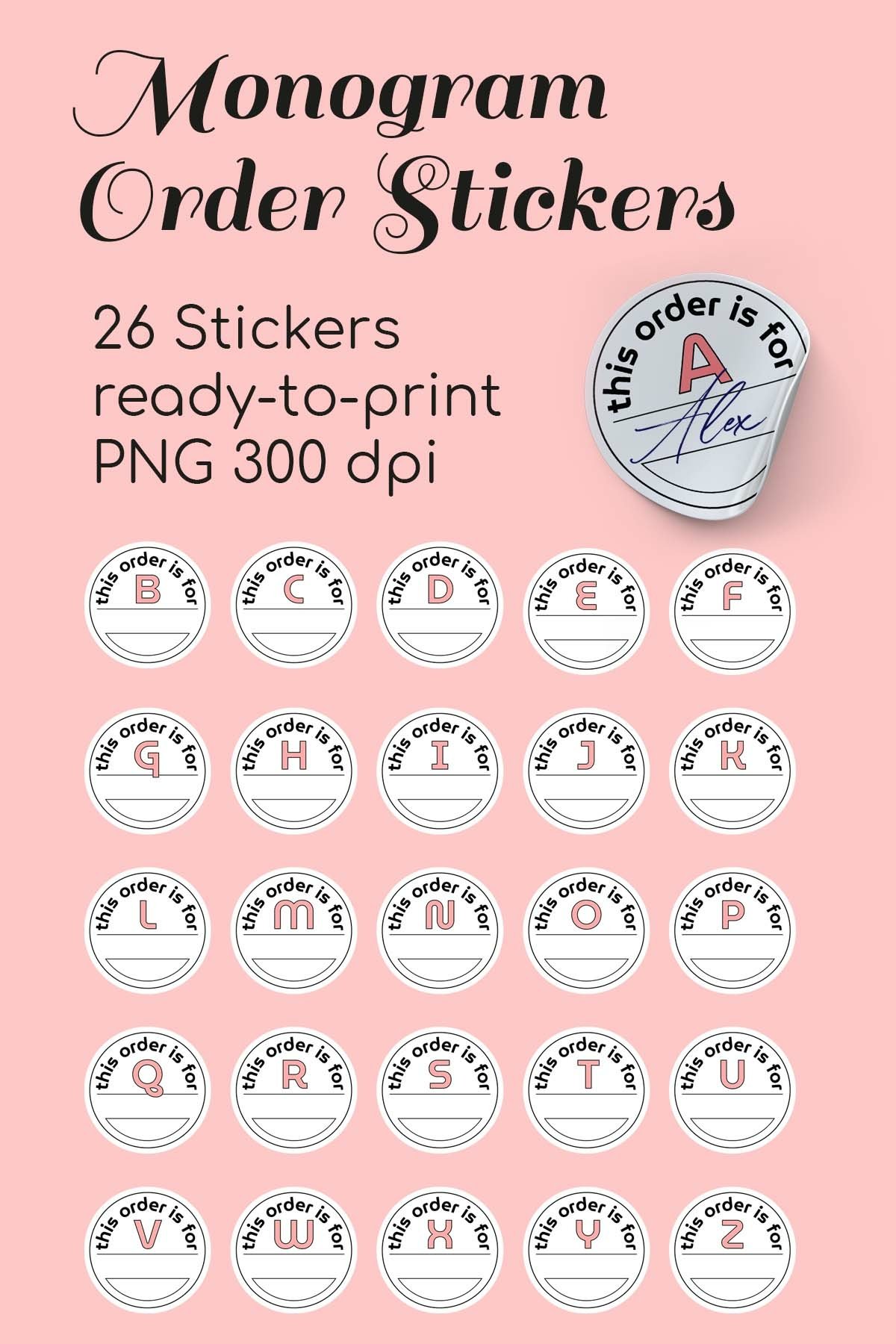 Monogram Order Small Business Stickers Print & Cut Template