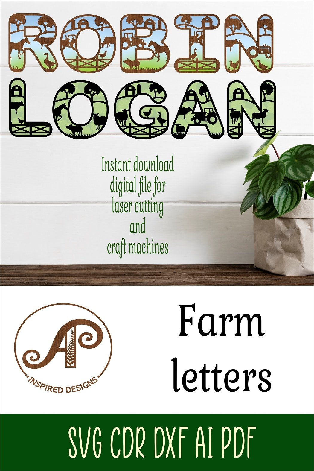 Farm alphabet set. 2 layer 47 letters.