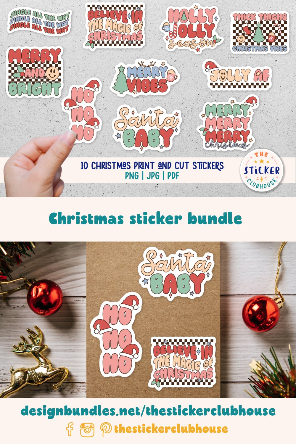 Christmas stickers | Printable Retro Christmas stickers
