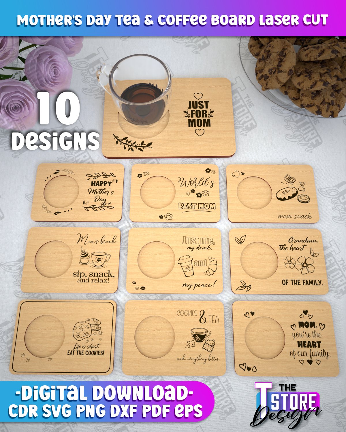 Mother's Day Tea & Coffee Board Laser Cut (5234968)
