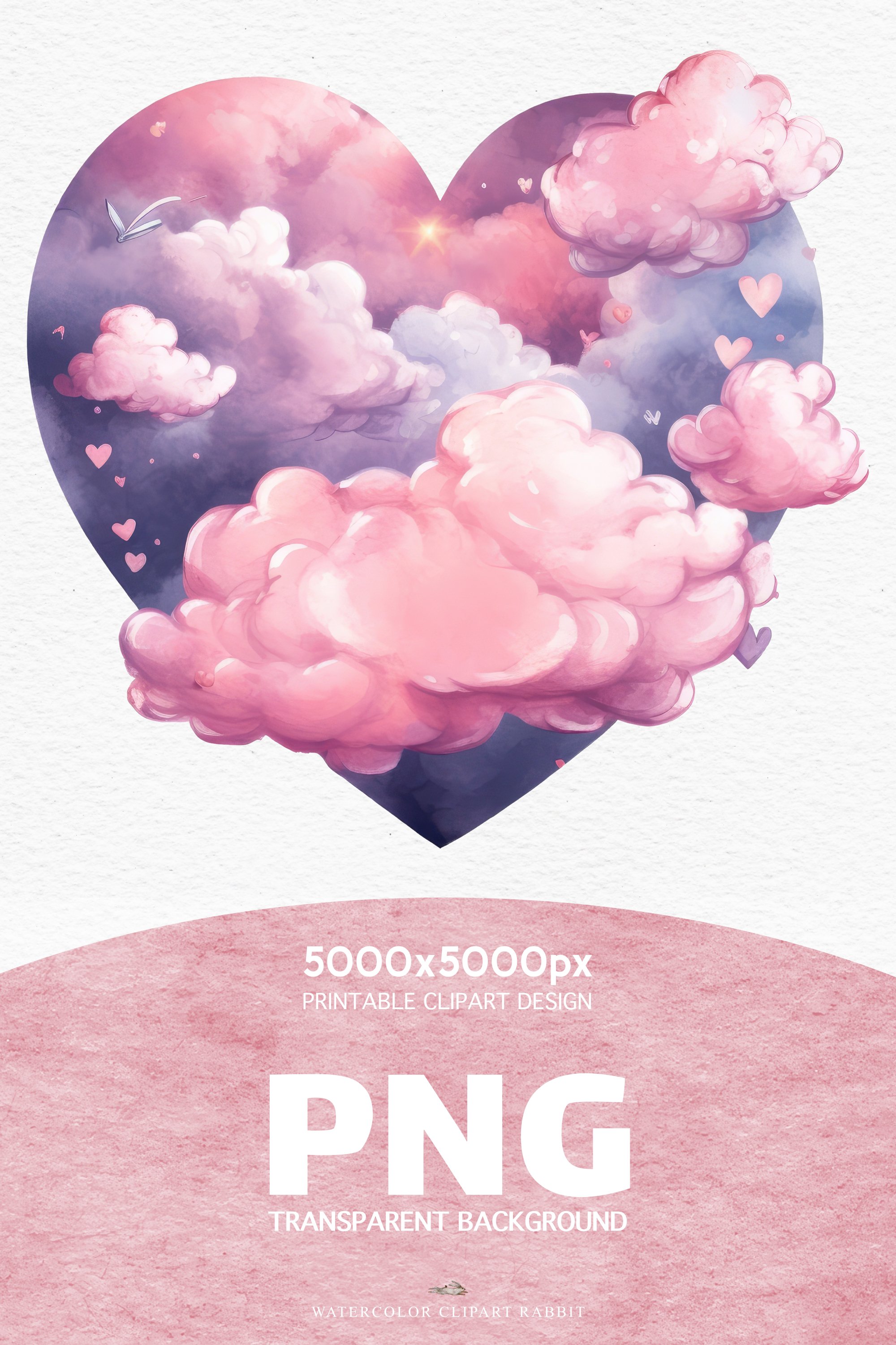 Valentine Day Heart Clouds Clipart Love Landscape PNG Decor