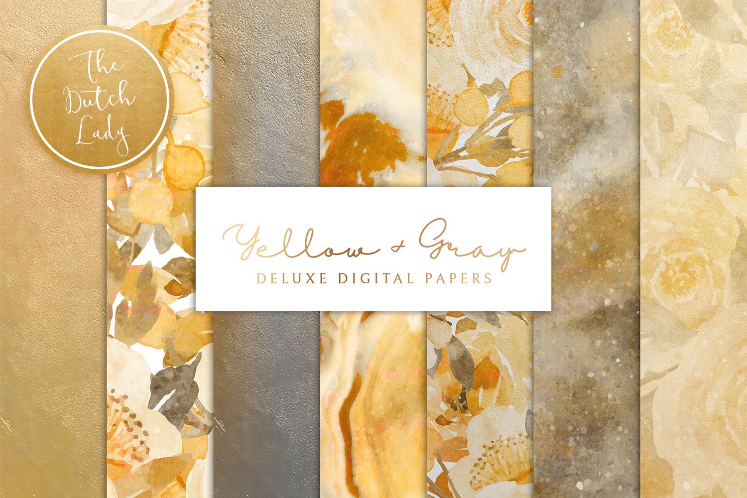 Digital Backgrounds & Papers - Yellow & Gray