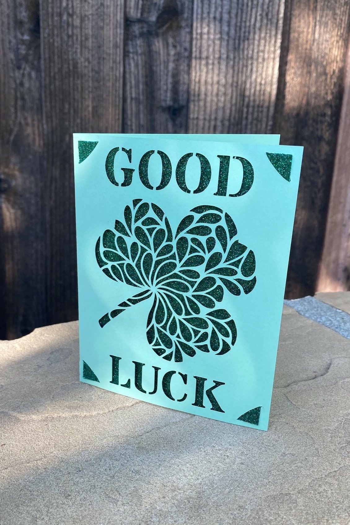Good luck card cut SVG template for CricutJoy. Clover Shape.