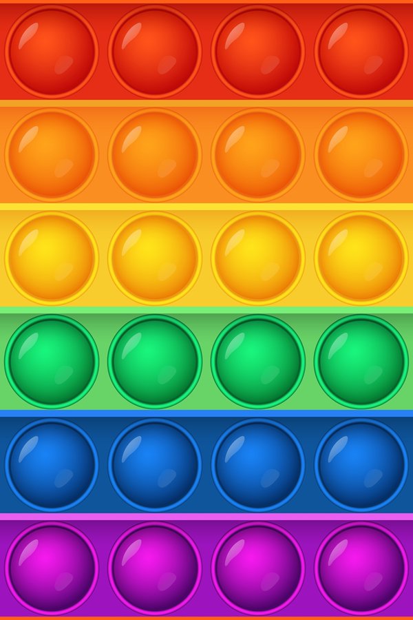 Seamless pop it toy pattern. Pushed rainbow colors bubbles,