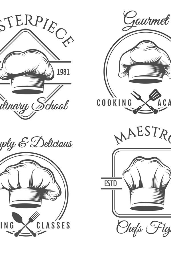 Chef hat label set