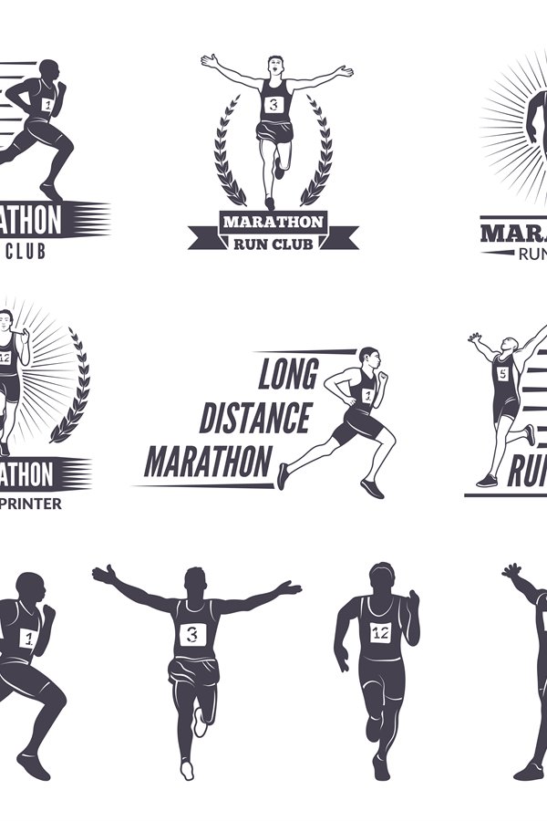 Logos or labels for runners. Marathon graphics