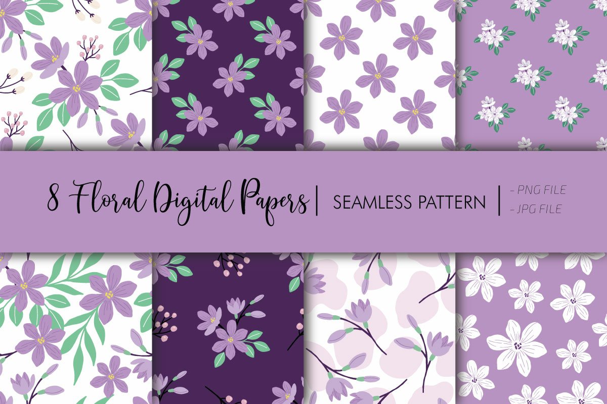 Floral Digital Papers - Floral Seamless Pattern (1655859)