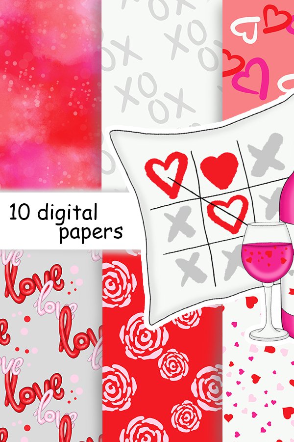 Valentine's Day Digital Paper | Red And Pink Pattern